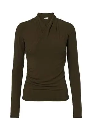 Vince Long-sleeve Wrap Top - Green