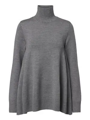 TOTEME Flared Wool Turtleneck Sweater - Grey