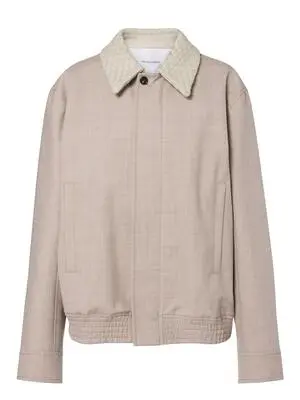 Bottega Veneta Leather-trimmed Wool Blouson Jacket - Beige