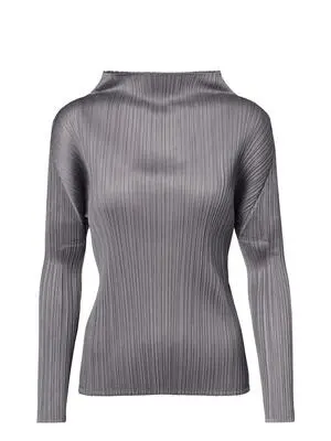 Issey Miyake Long-sleeve High Neck Top - Grey