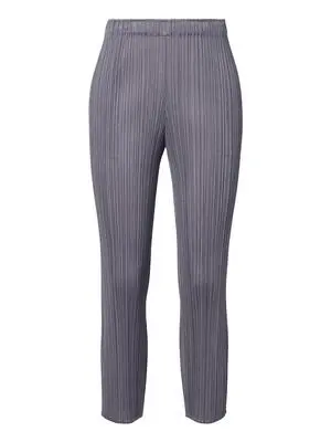 Issey Miyake Cropped Pleated Slim Fit Trousers - Grey