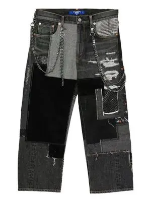 Junya Watanabe Patchwork Jeans With Chain Detail - Black