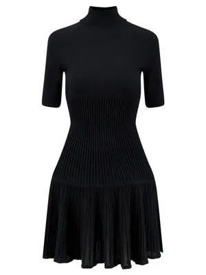 Alaïa Crinoline Wool Blend Short Dress - Black