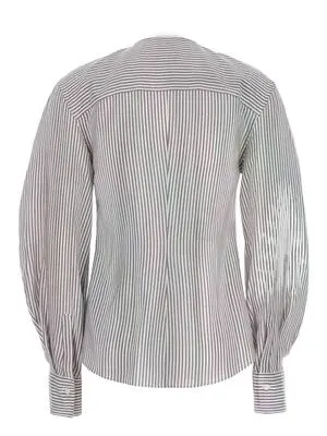BRUNELLO CUCINELLI Brunello Cucinelli Striped Silk Shirt With Monili-Trim Collar