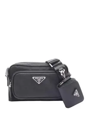 PRADA Prada Saffiano Trimmed Tessuto Crossbody Bag
