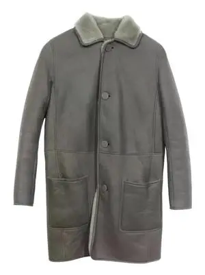 Celine 2000s Shearling Reversible Coat - Grey
