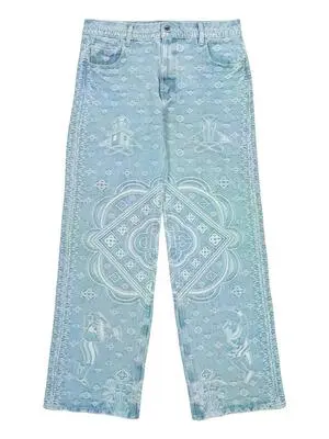 Casablanca Carpet Jacquard Baggy Jeans - Blue
