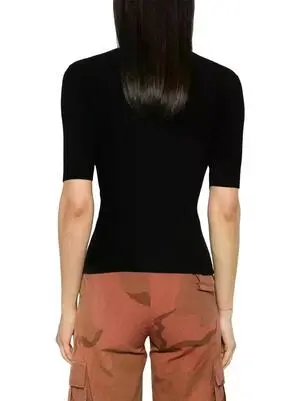Off-White Appliqué-logo Ribbed-knit Top - Black