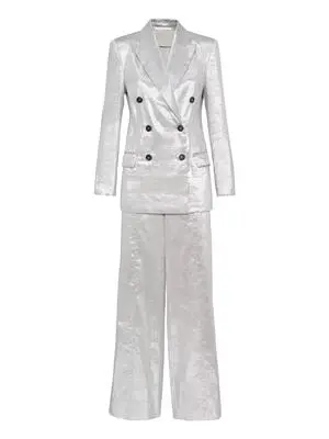 Brunello Cucinelli Metallic Linen-blend Suit - Grey