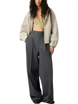AMI Paris High-waisted Wide-leg Wool Trousers - Grey