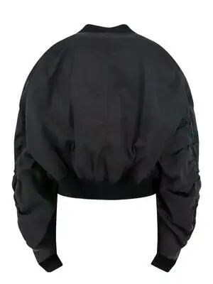Rick Owens Rick Owens Ruched Cropped Bomber Jacket Black