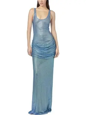 Giuseppe Di Morabito Giuseppe Di Morabito Crystal Embellished Draped Maxi Dress Blue