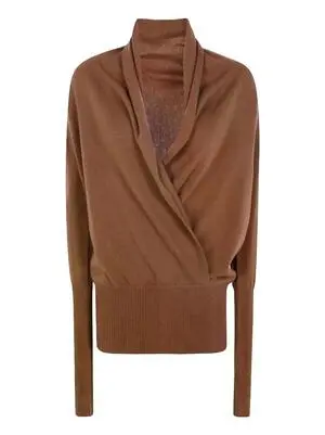 7 For All Mankind Wrap V-neck Sweater - Brown