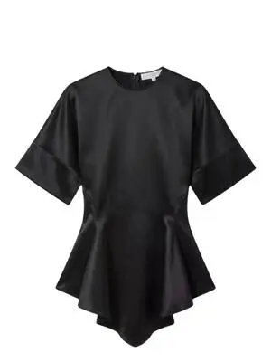 Stella McCartney Handkerchief Sleeve Satin Top - Black