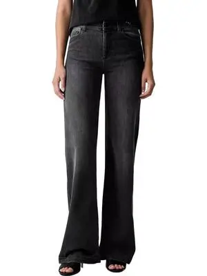 Liu Jo Crystal-embellished Wide-leg Jeans - Black