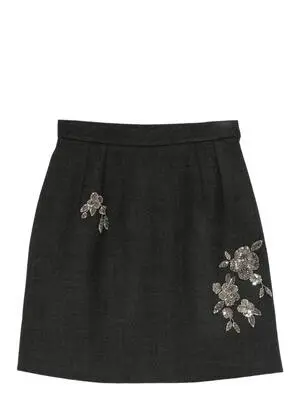 Dice Kayek Embellished Pleated Skirt - Grey