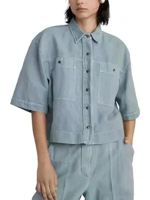 Brunello Cucinelli Cotton-linen Blend Garment Dyed Shirt - Blue