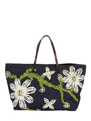 FENDI Fendi Embroidered Denim Tote Bag