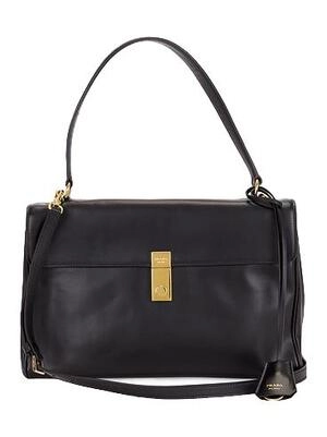 Prada Soft Sound Shoulder Bag In Calfskin Leather - Black