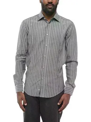 Brian Dales Awning-striped French-collar Shirt - Grey