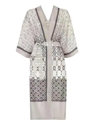 BRUNELLO CUCINELLI Brunello Cucinelli Geometric Print Silk Robe