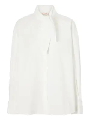 Marni Scarf-detailed Cotton Poplin Shirt - White