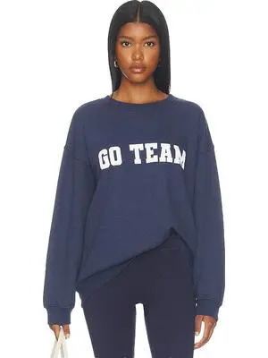 SUNNY SOMEWHERE Go Team Oversized Crew Sweater - Navy