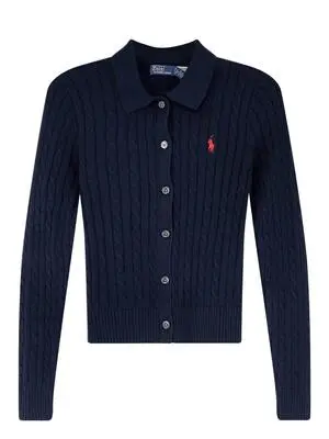 Polo Ralph Lauren Braided Knit Cotton Cardigan - Blue