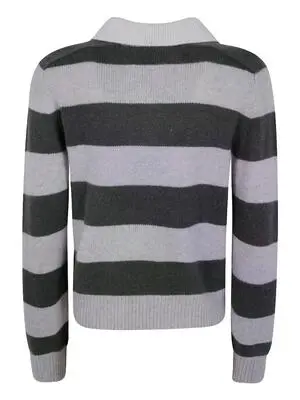 KUJTEN Royde Striped Cashmere Polo Sweater - Grey