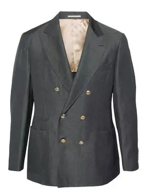 BRUNELLO CUCINELLI Double-breasted Mélange Blazer