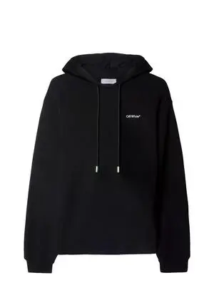 Off-White Off-White Cotton Hoodie With Logo And Floral Motif Black