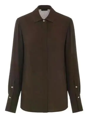 Liu Jo Crystal-embellished Long-sleeve Crêpe Shirt - Brown