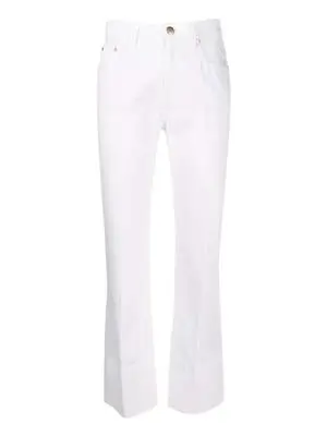 Brunello Cucinelli High-waisted Flared Jeans With Turn-up Hem - White