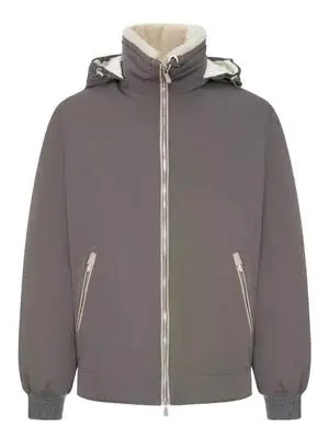 Brunello Cucinelli Stretch Bonded Nylon Down Jacket With Detachable Hood - Grey