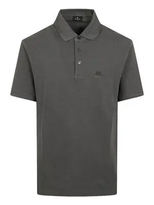 Etro Logo-embroidered Piqué Polo Shirt - Grey