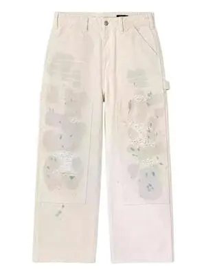 EVISU Distressed Double-knee Trousers - Neutrals