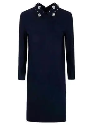 Chiara Boni La Petite Robe Embellished Collar Mini Dress - Blue