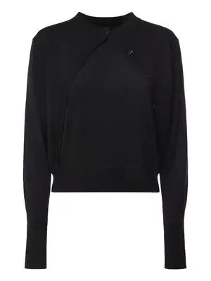 Pinko Asymmetrical Button-fastening Wool Sweater - Black