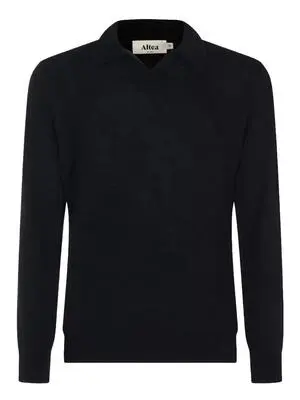 Altea Altea Spread Collar Fine Knit Pullover Blue
