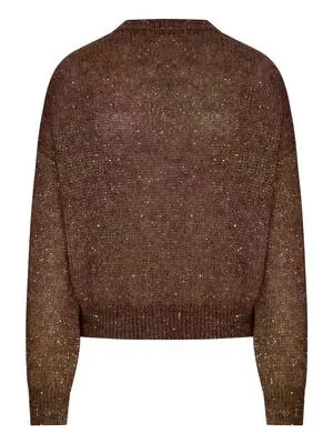 Brunello Cucinelli Sequin-embellished Crew Neck Sweater - Brown