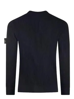 Stone Island Ribbed Knit Crew Neck Sweater - Blue