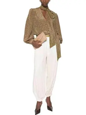 Valentino Garavani Leopard Print Pussy-bow Blouse - Brown