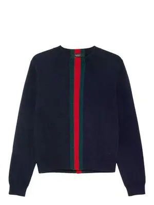 Gucci Web-stripe Fine-knit Sweater - Blue