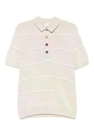 Eleventy Striped Knitted Polo Shirt - Neutrals