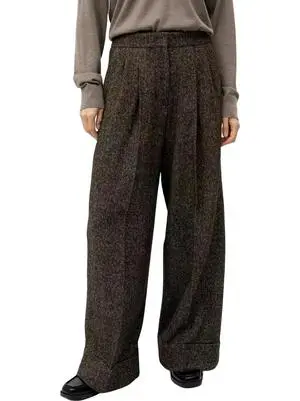 BOSS BOSS Wide-Leg Herringbone Wool-Blend Trousers