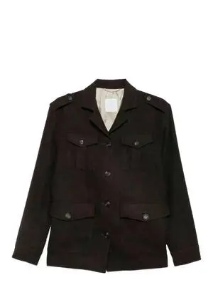 Eleventy Dark Wool Epaulette Jacket - Brown
