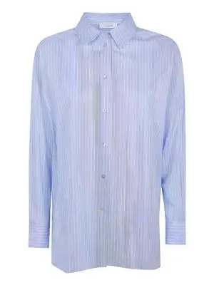 JCSOPHIE Vertical Stripe Cotton Shirt - Blue