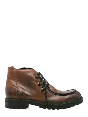 LEQARANT Lace-up Leather Ankle Boots - Brown
