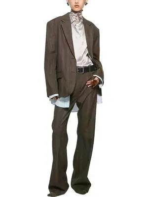 Acne Studios Tailored Wool Check Trousers - Brown