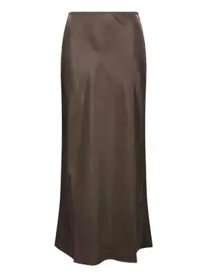 Loulou De Saison Satin Midi Skirt - Brown